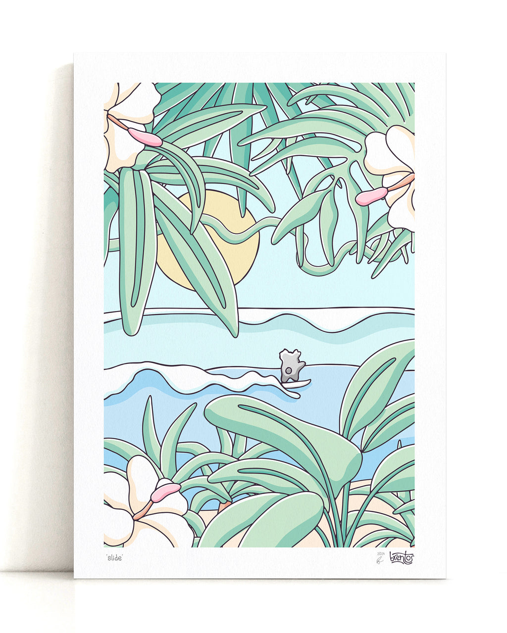 Slide Art Print Surfing Koala - Brentos