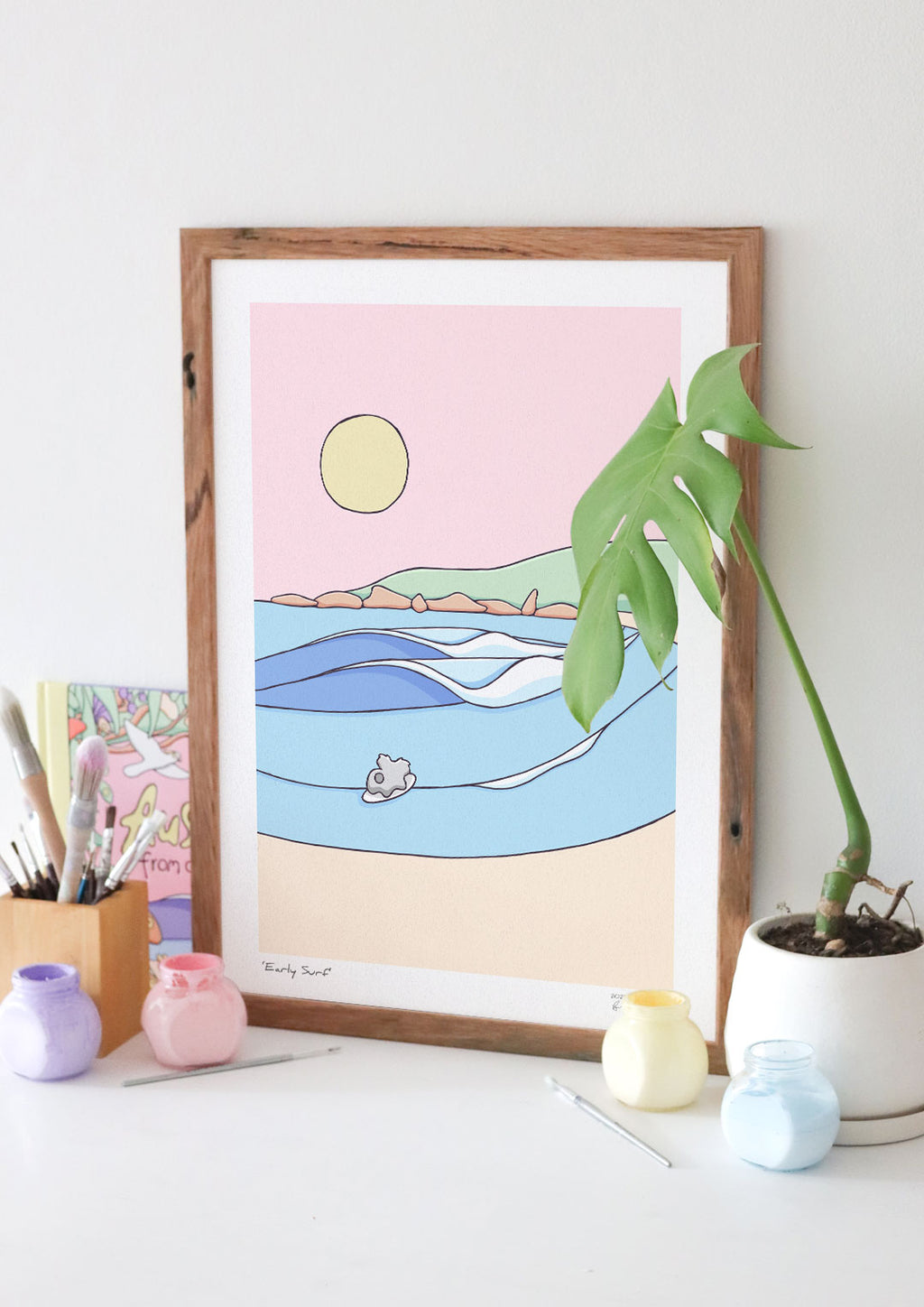Surfing Koala Signed Art Print - Brentos
