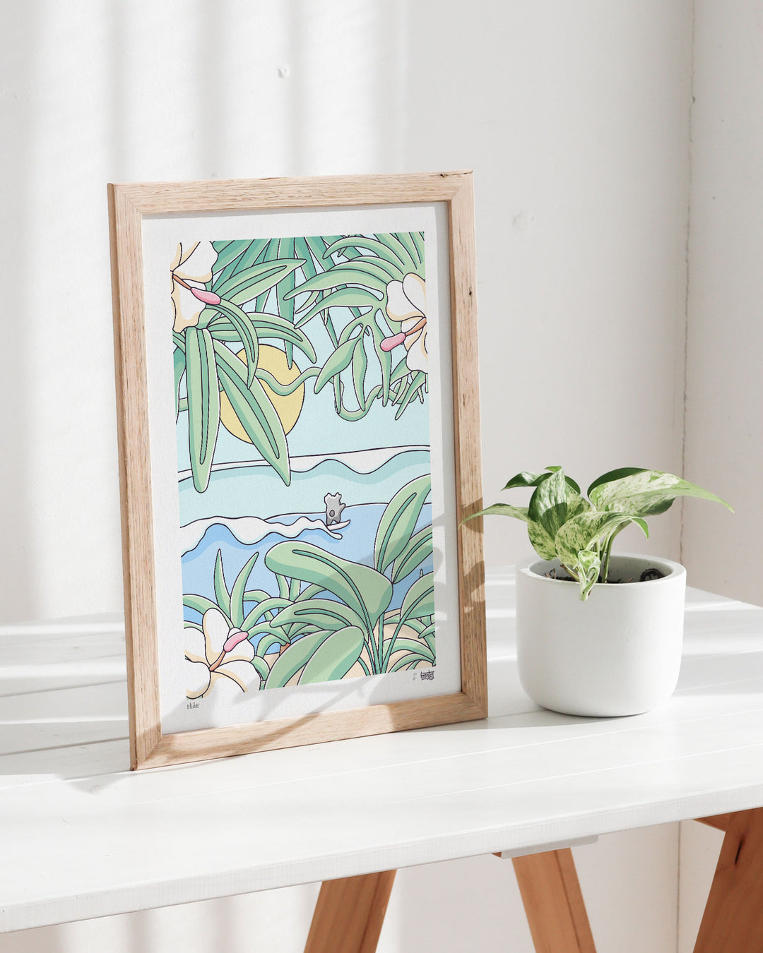 Slide Art Print Surfing Koala - Brentos