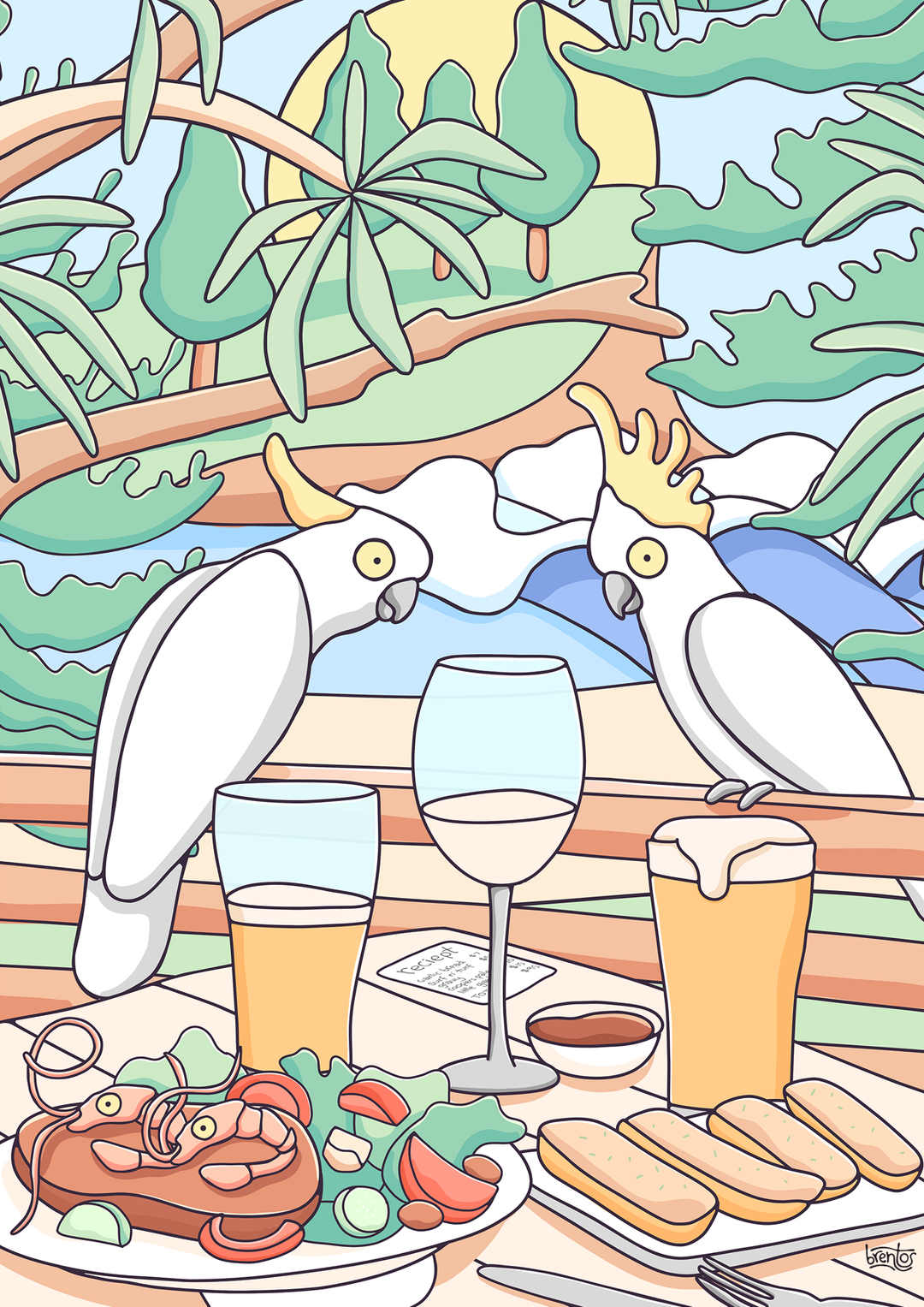 Pub Lunch Art Print - Brentos