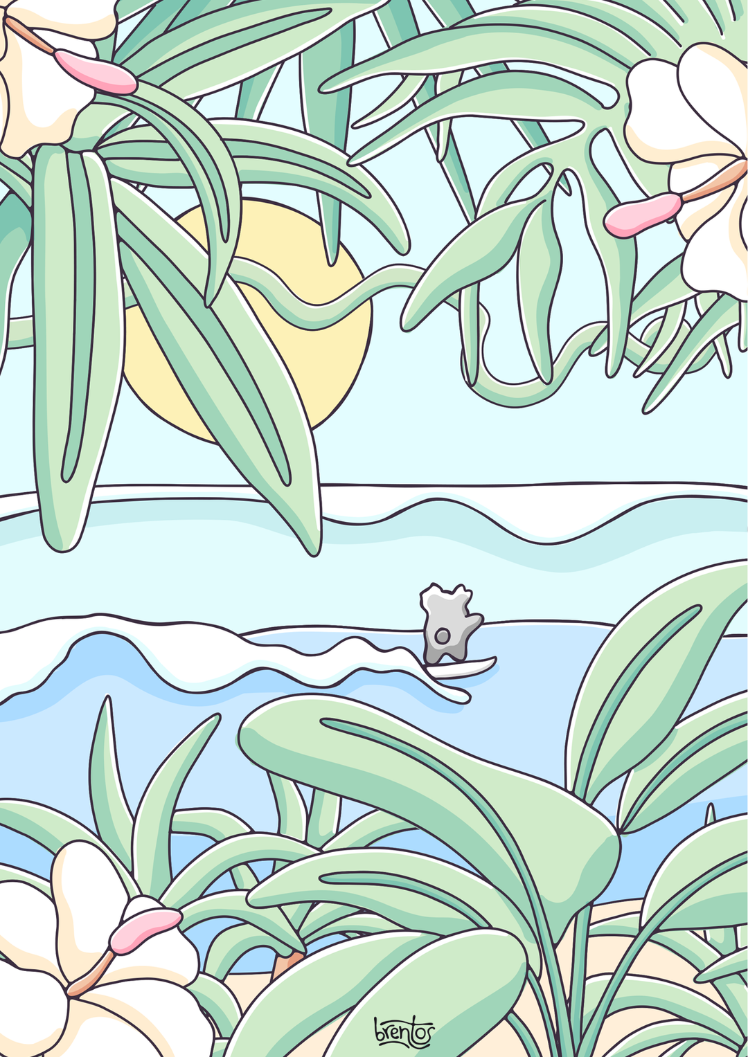 Slide Art Print Surfing Koala - Brentos