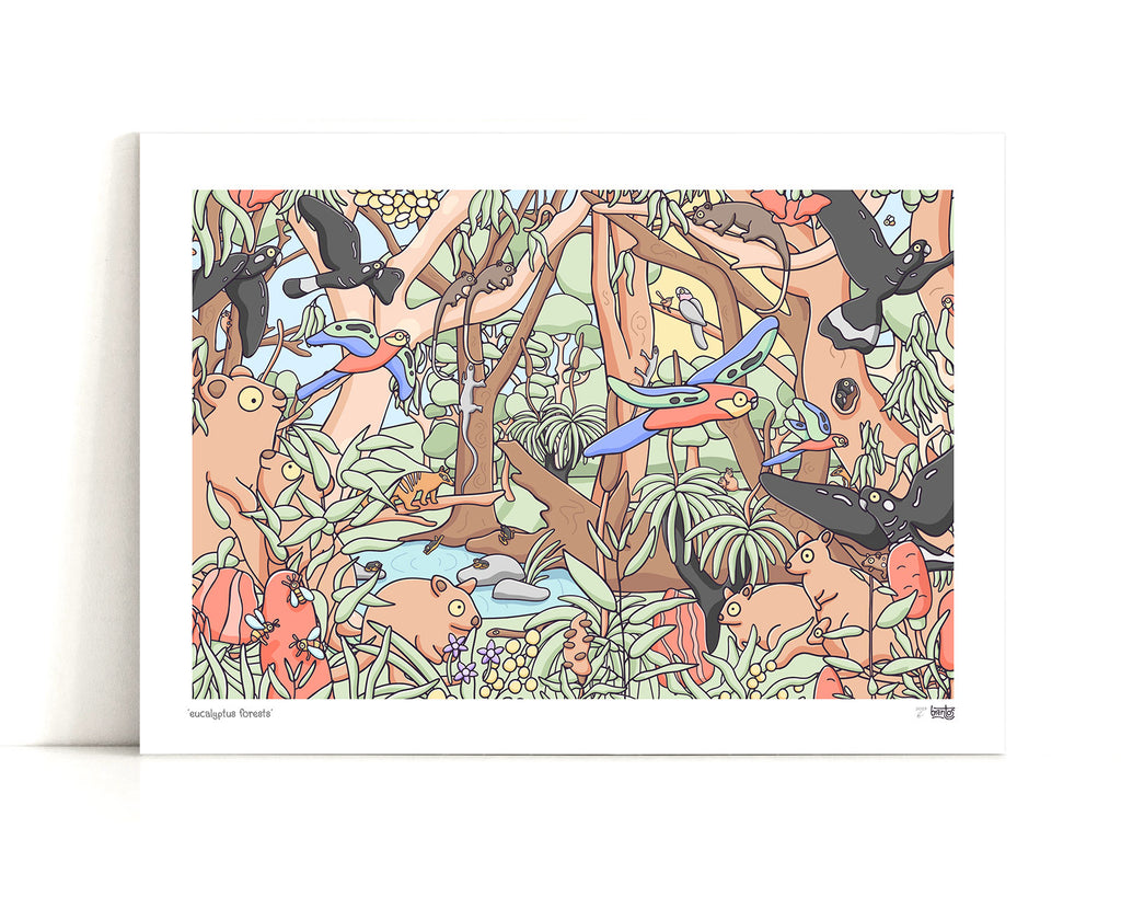 Eucalyptus Forests Art Print from Australian Animals Book - Brentos