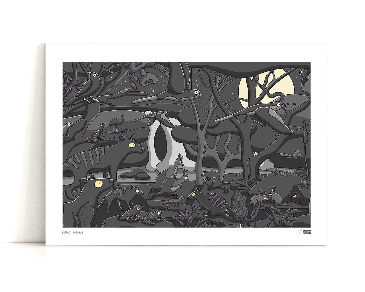 Extinct Animals Art Print from Australian Animals Book - Brentos