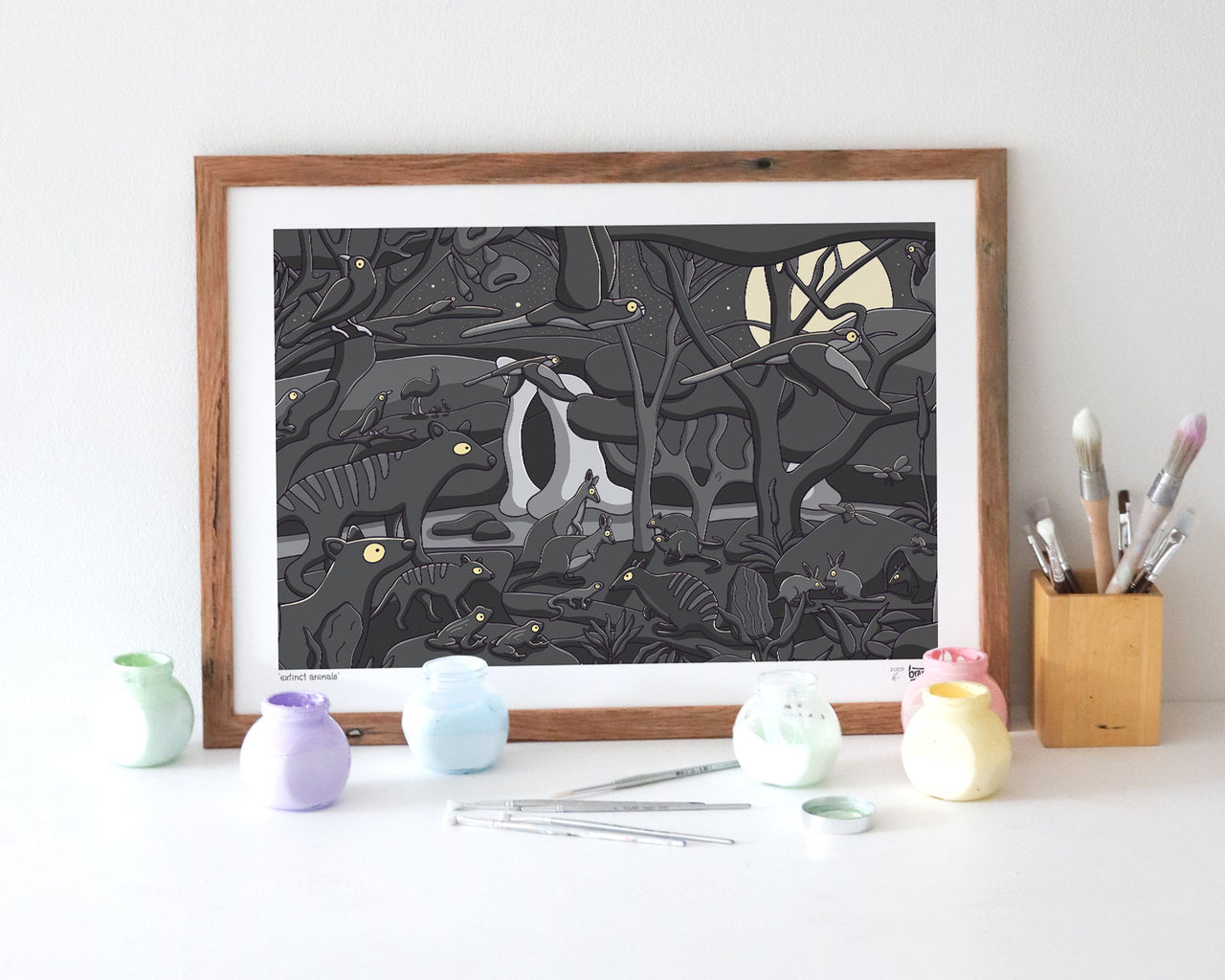 Extinct Animals Art Print from Australian Animals Book - Brentos