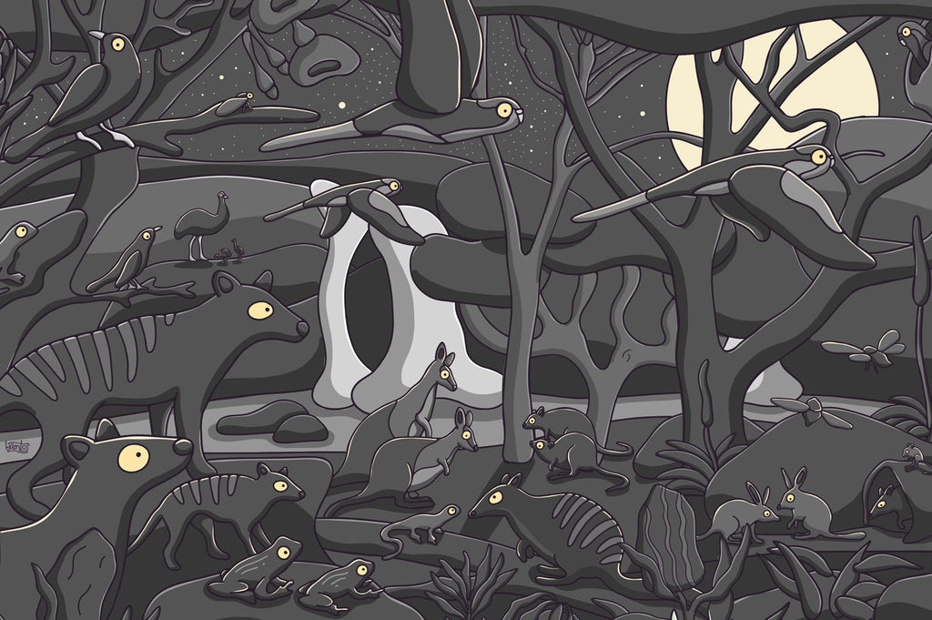 Extinct Animals Art Print from Australian Animals Book - Brentos