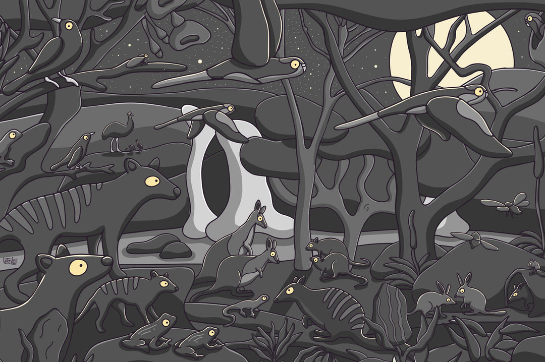 Extinct Animals Art Print from Australian Animals Book - Brentos