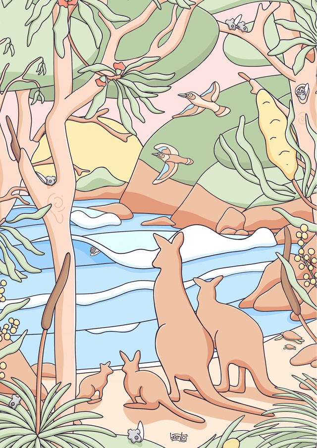 Kangaroos on a Beach by Brentos