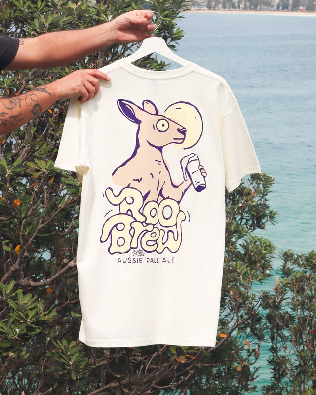 Roo Brew Kangaroo Drinking a Beer T-shirt by Brentos