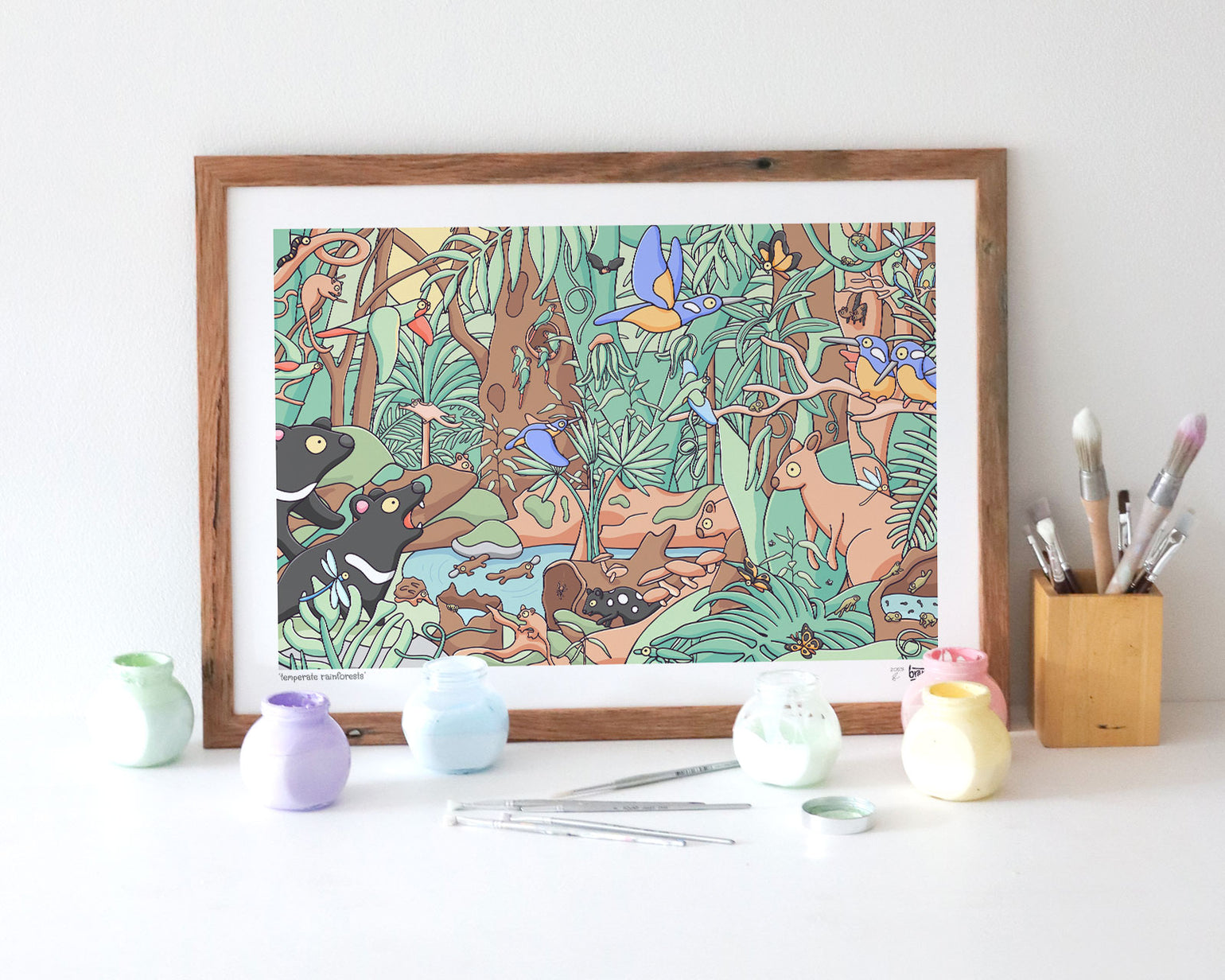 Temperate Rainforests Art Print from Australian Animals Book - Brentos