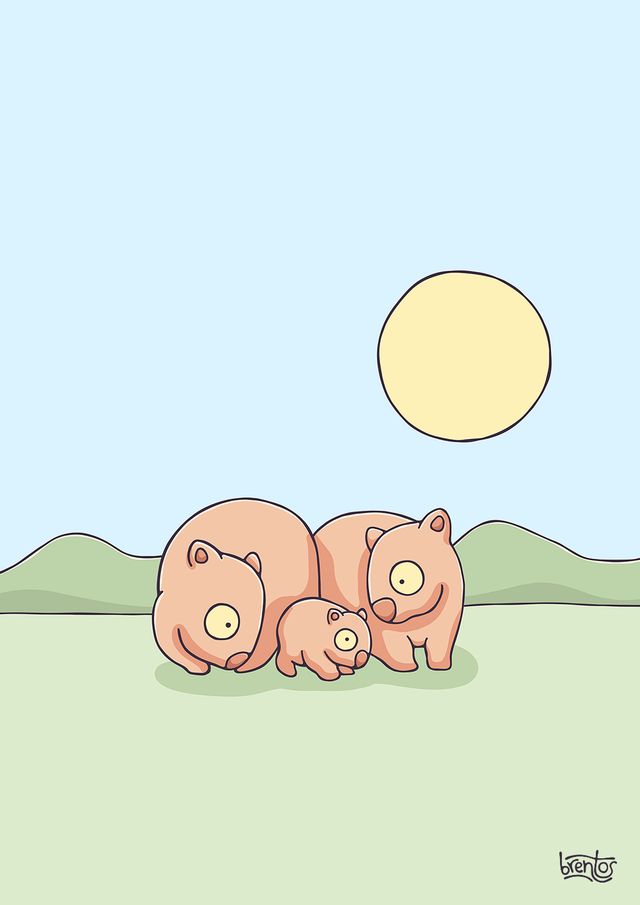 Create Your Own Wombat Family Print - Brentos