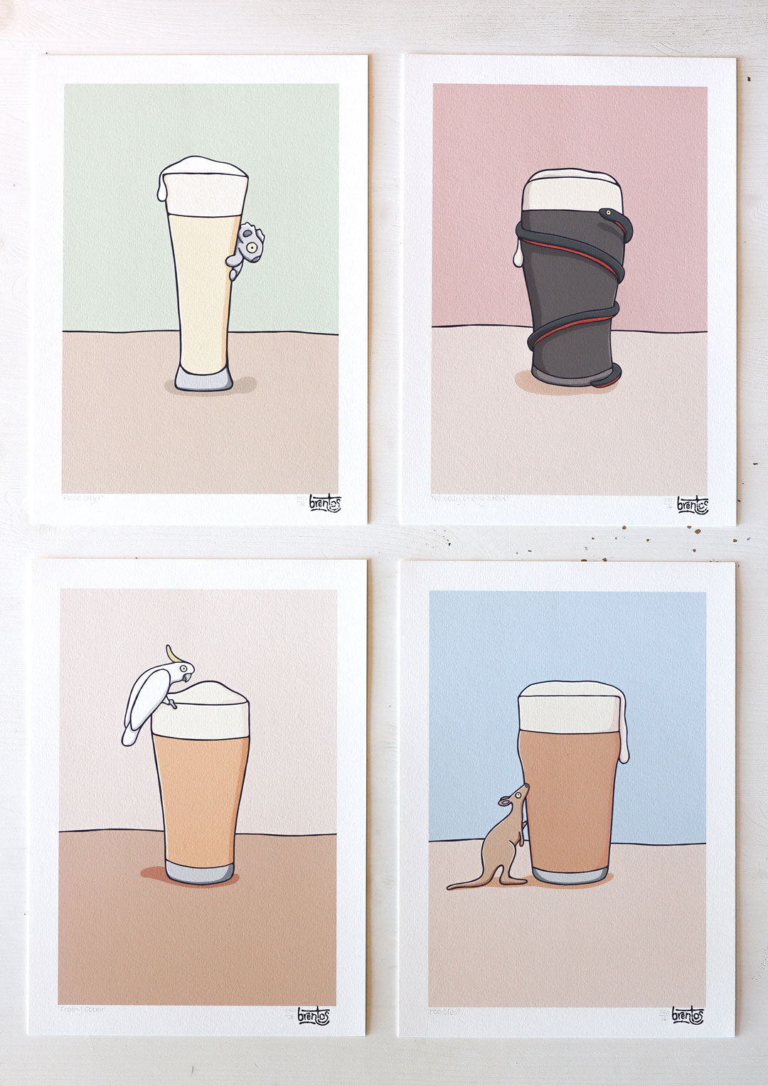 Roo Brew Kangaroo Beer Art Print - Brentos