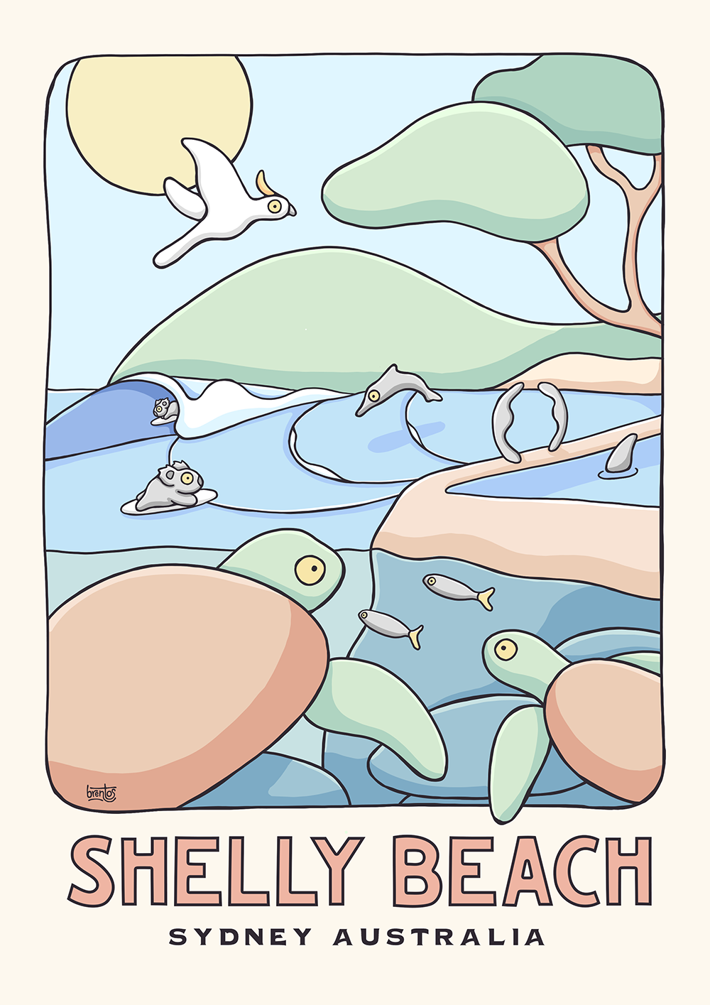 Shelly Beach Manly Poster by Brentos