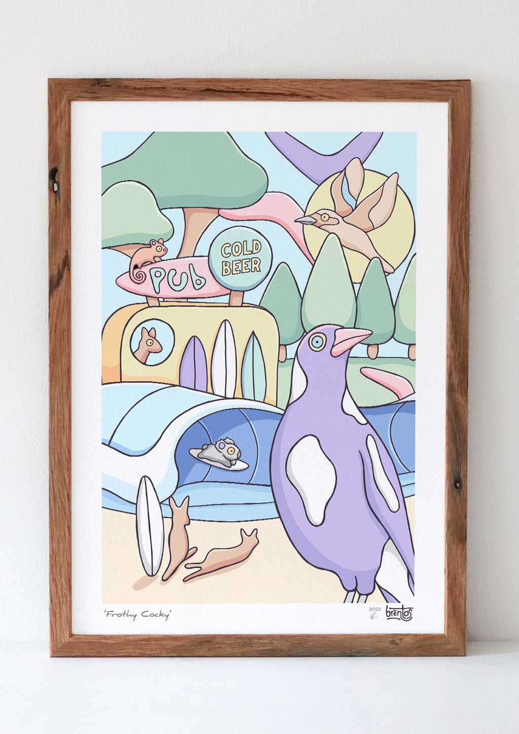 Aussie Surf Pub Art Print by Brentos