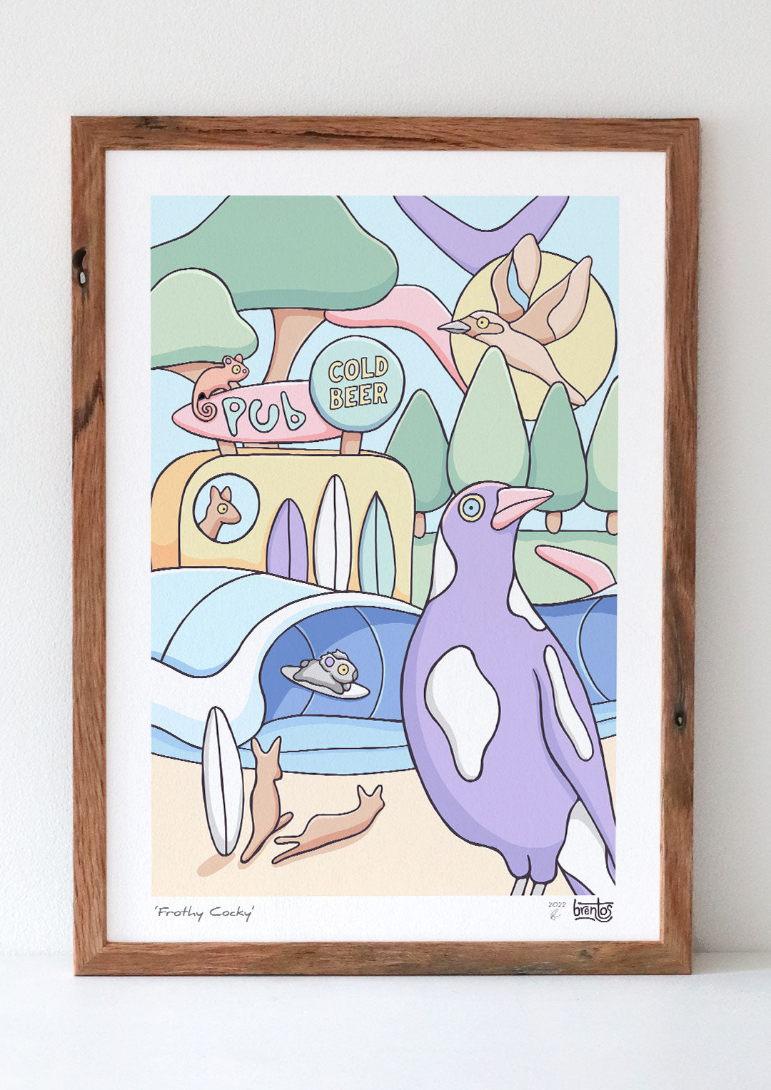 Aussie Surf Pub Art Print by Brentos