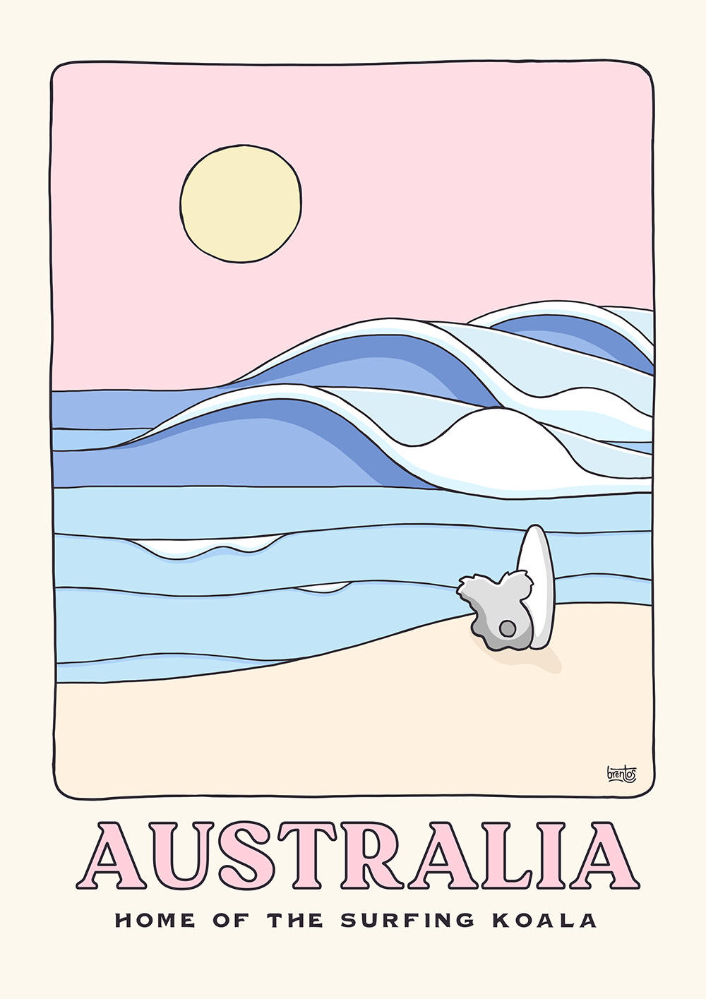 Surfing Koala Australia Poster by Brentos